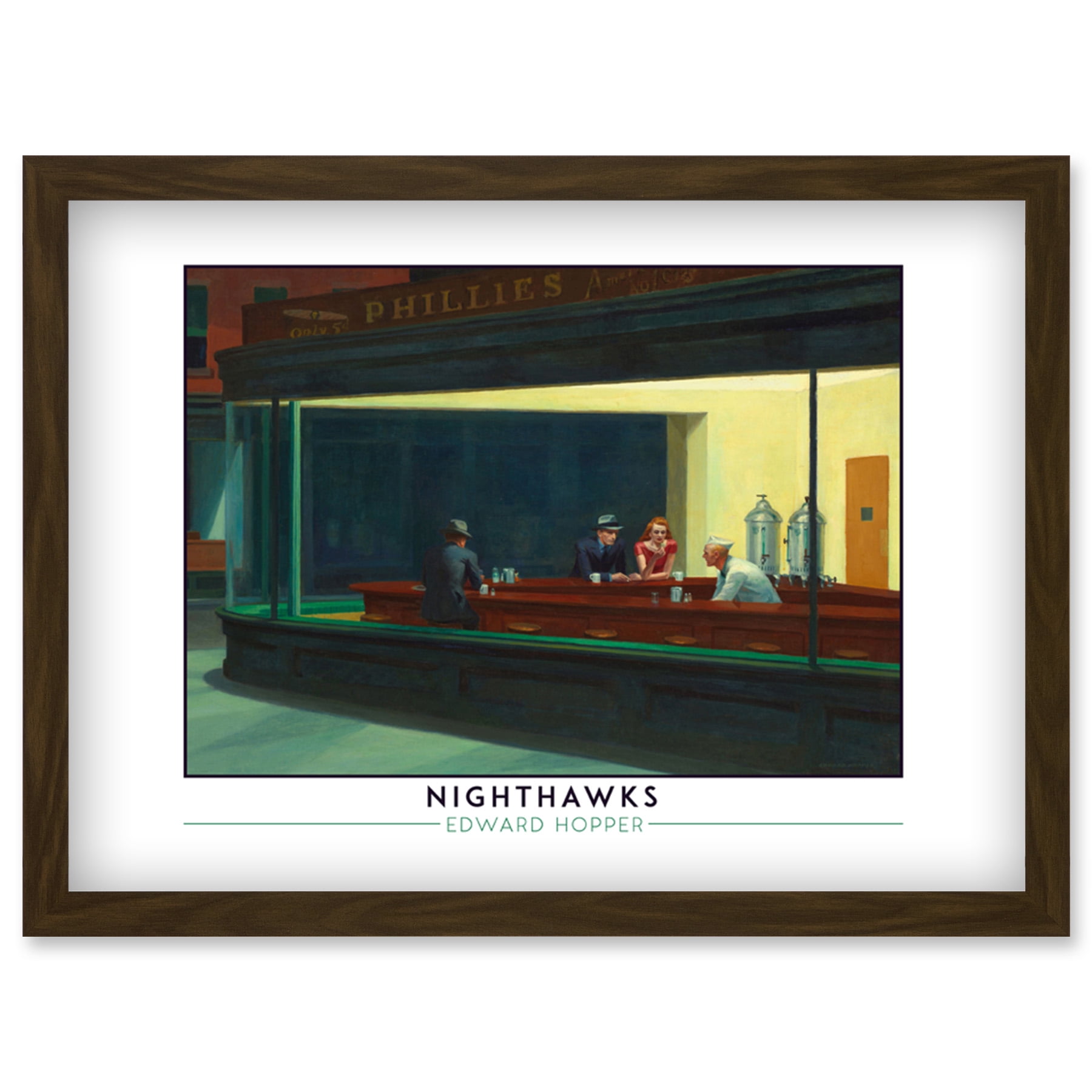 Edward Hopper Nighthawks Iconic Realist Painting Artwork Framed Wall ...