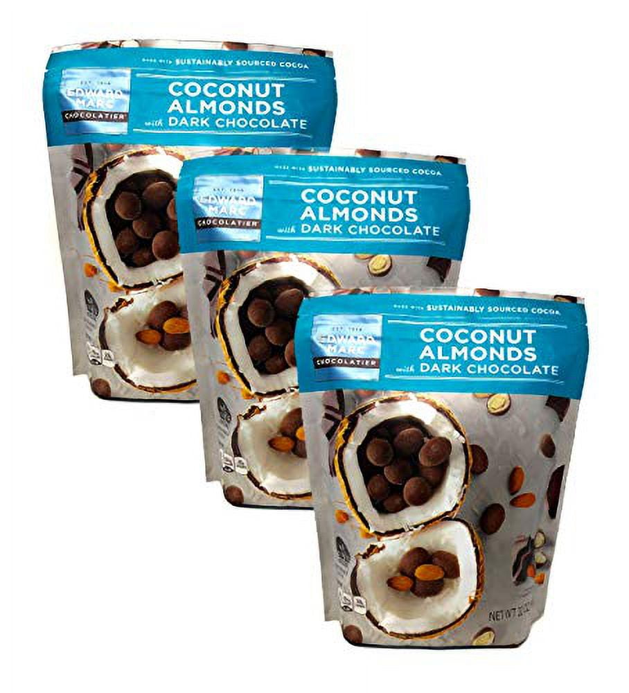 Edward Marc Coconut Almonds with Dark Chocolate Bulk Pack of 3 Bags ...