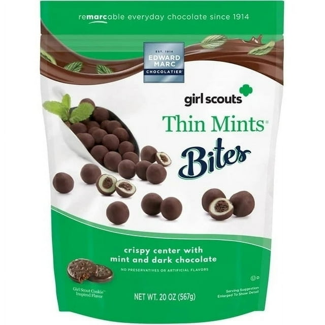 Edward Marc Chocolatier Girl Scouts Thin Mints Bites, 20 Ounce, Mint ...