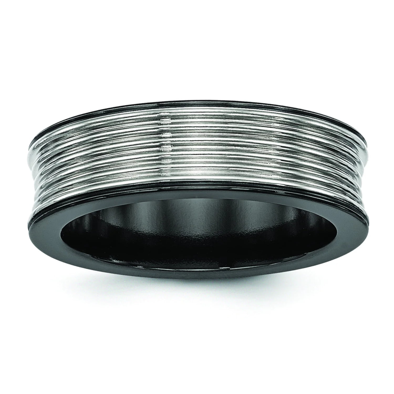 Edward Mirell Black Ti Titanium Polished Grooved Concave Ring EMR290 ...
