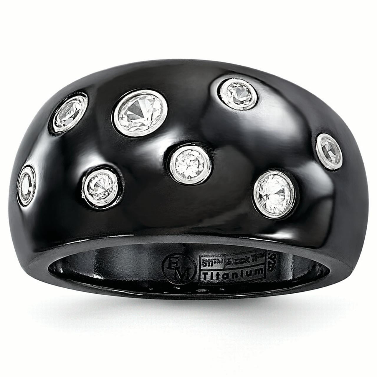 Edward Mirell Black Ti White Sapphire w/Sterling Silver Bezels 12mm ...