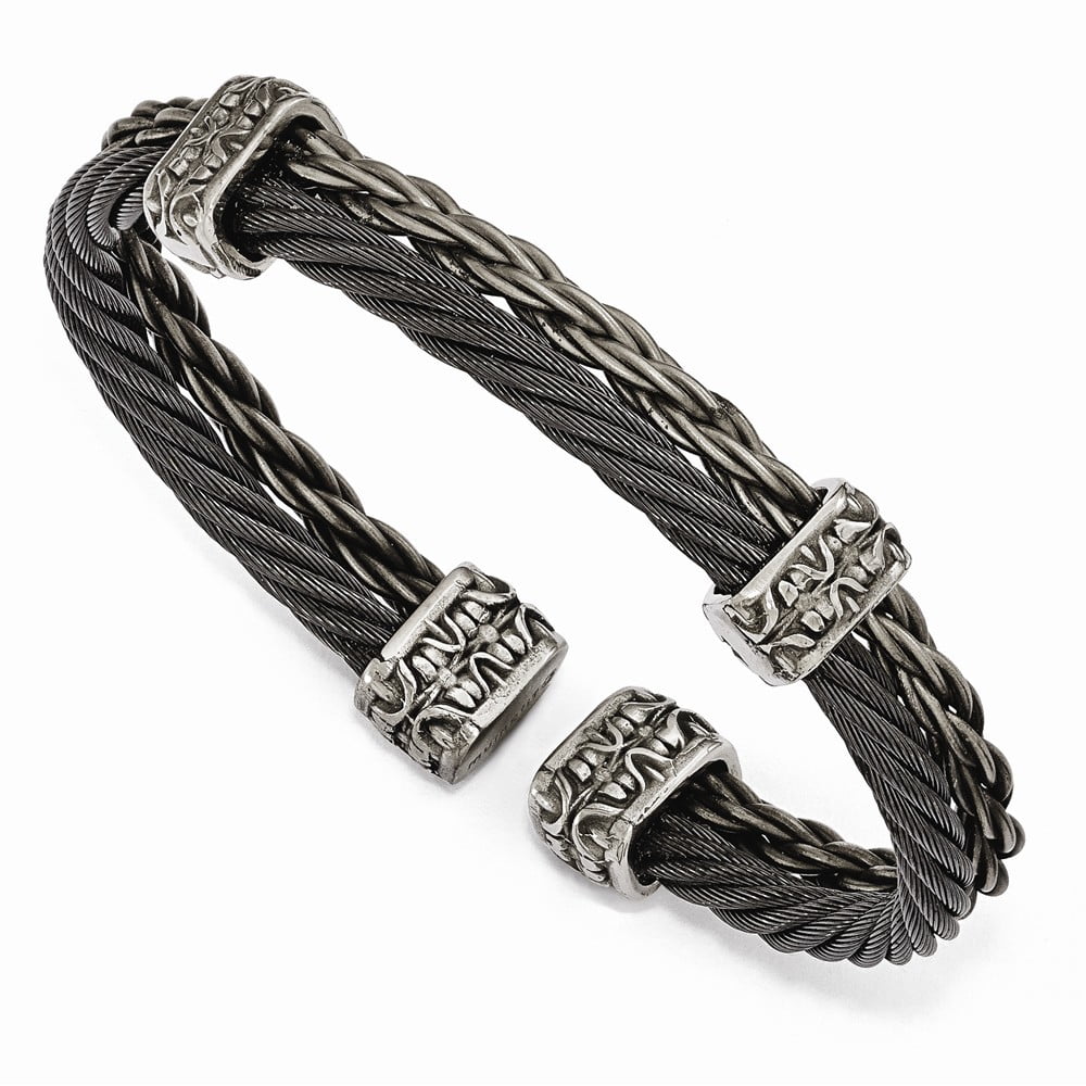 Edward Mirell Titanium Black Memory Cable & Black Titanium Cuff Chain ...