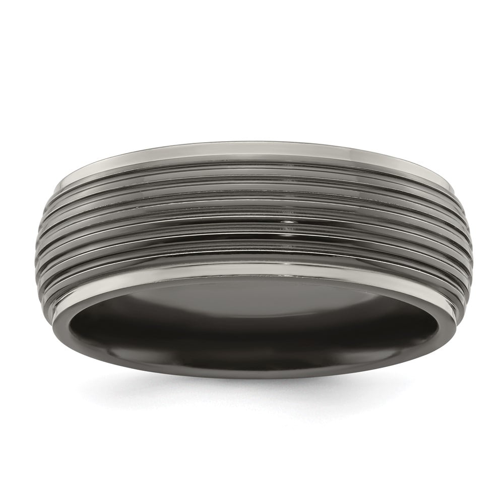 Edward Mirell Titanium Black Ti Grooved Step Edge 8mm Band - Walmart.com