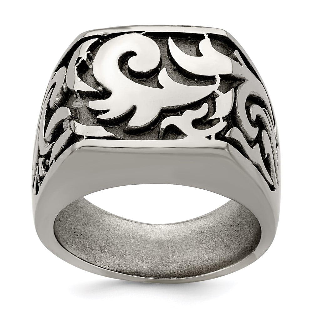 Edward Mirell Titanium Casted Design Signet Ring - Walmart.com