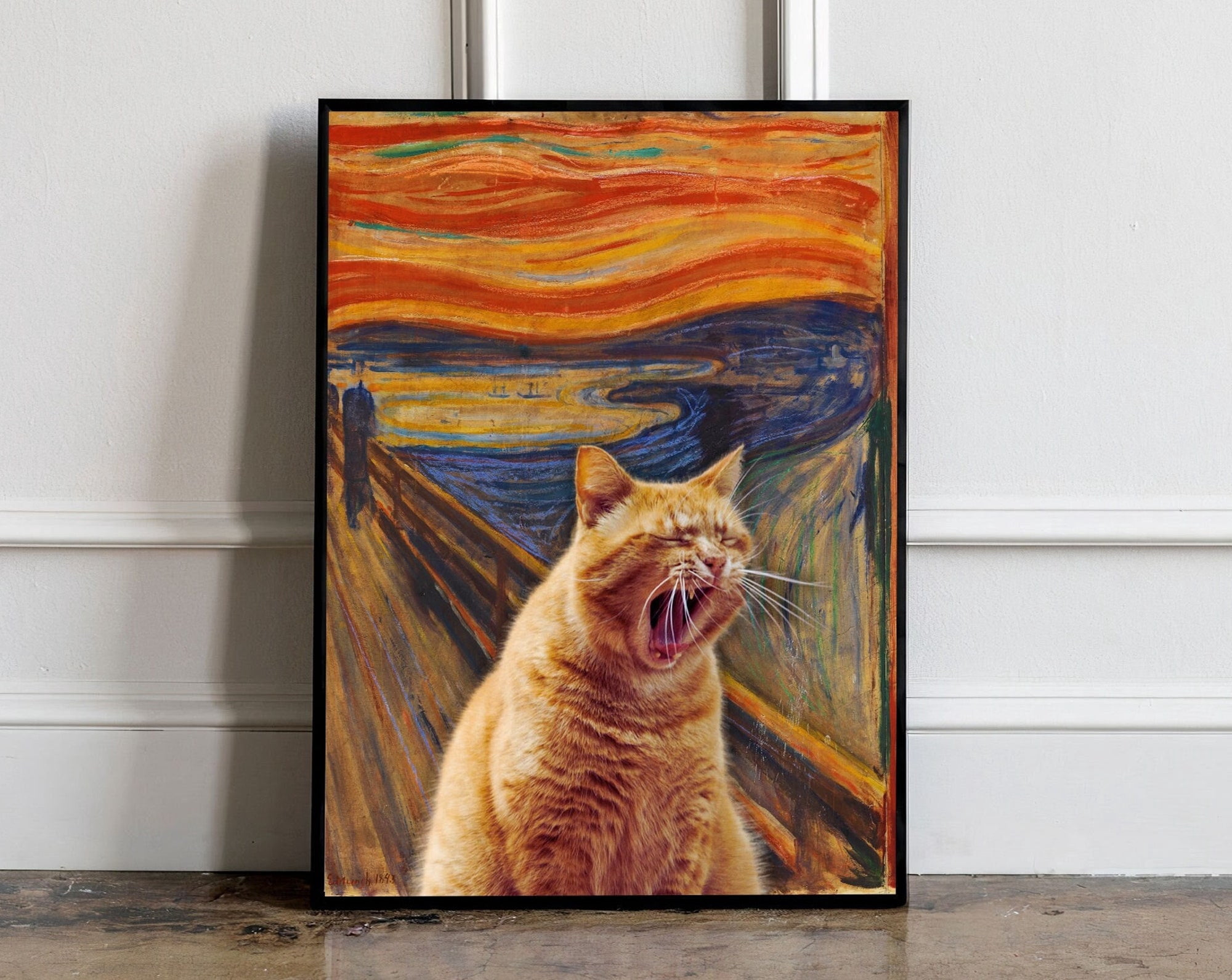 Edward Munch Famous Painting With Cat The scream Cat art Print Birthday ...