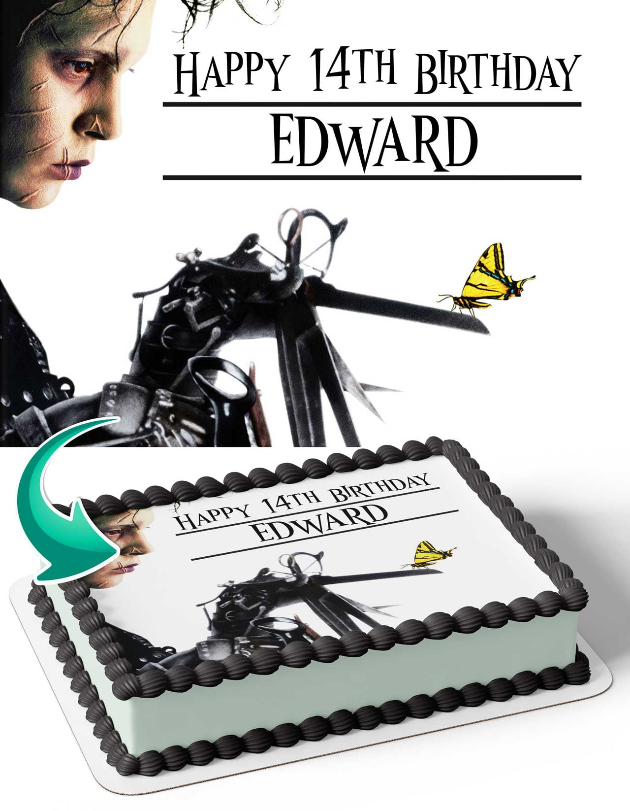 Edward Scissorhands Edible Image Cake Topper Personalized Birthday ...