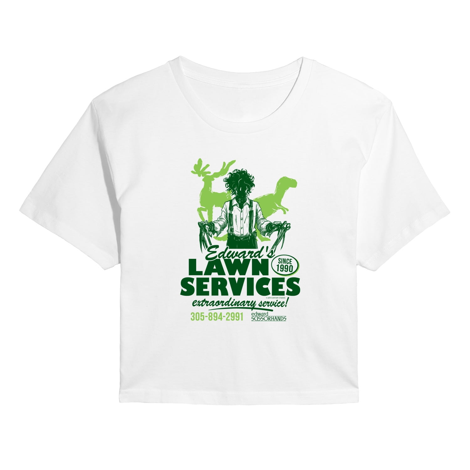 Edward Scissorhands - Edwards Lawn Services - Juniors Cropped Short ...