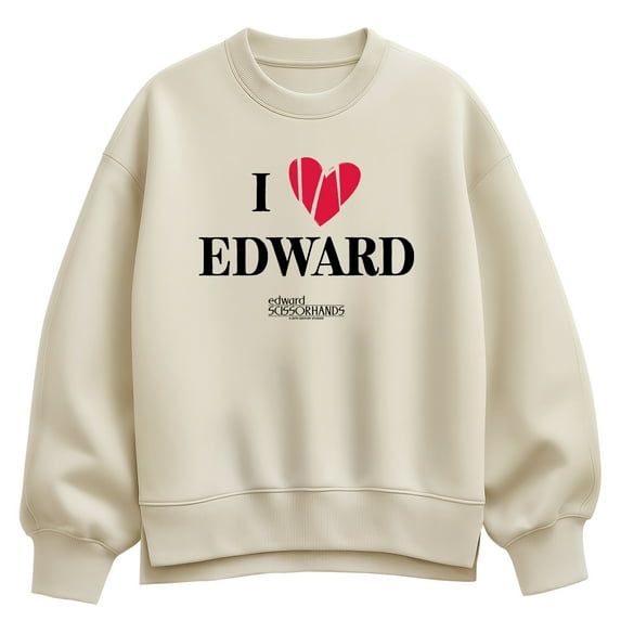Edward Scissorhands - I Love Edward - Ladies Oversized Fleece Crew ...
