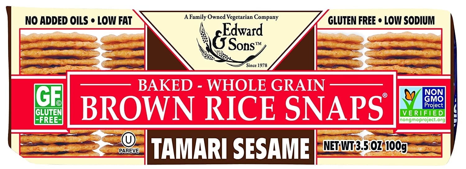 Edward & Sons Baked Brown Rice Snaps Tamari Sesame 3.5 oz - Walmart.com