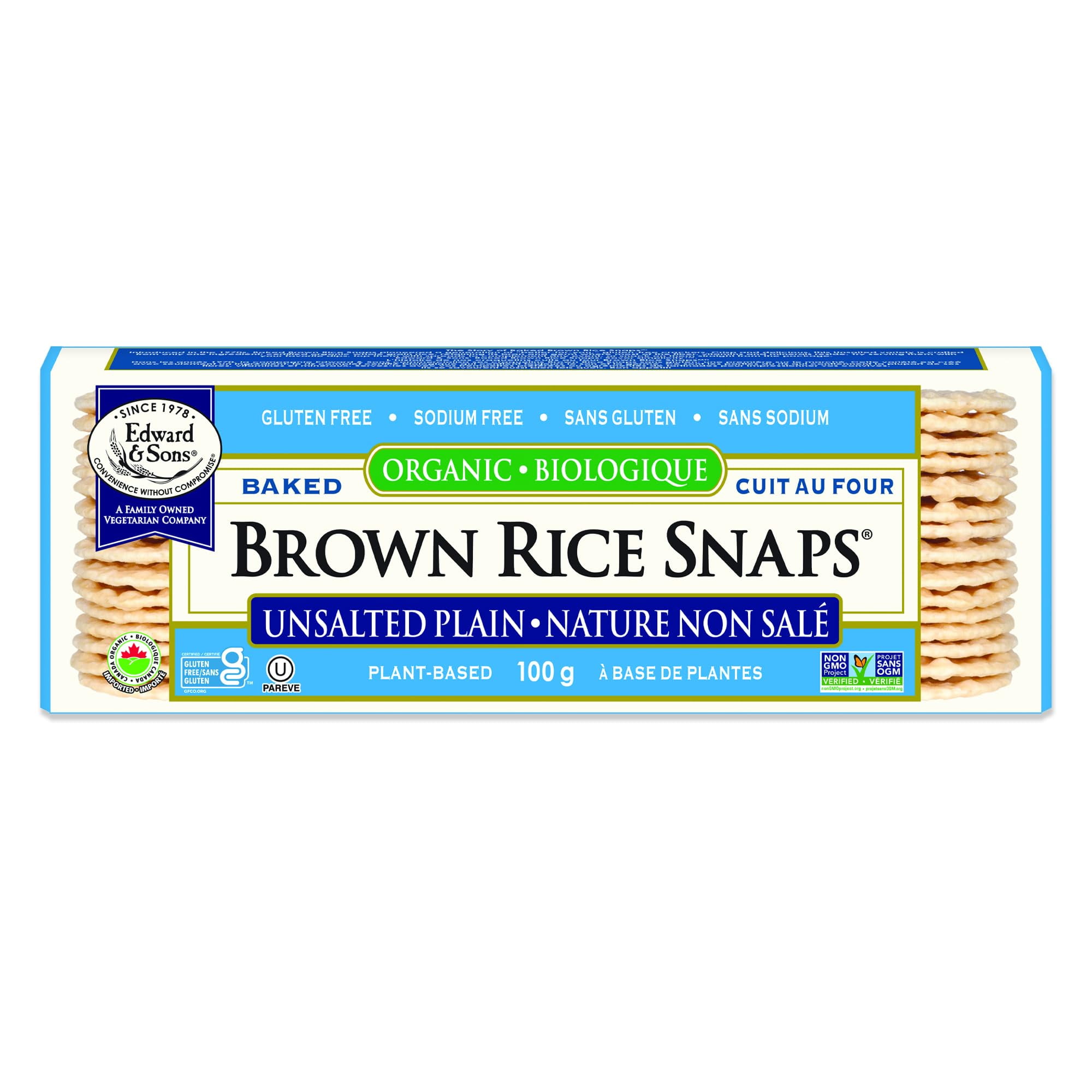 Edward & Sons Organic BCF26 Unsalted Plain Brown Rice Snaps - Oven ...