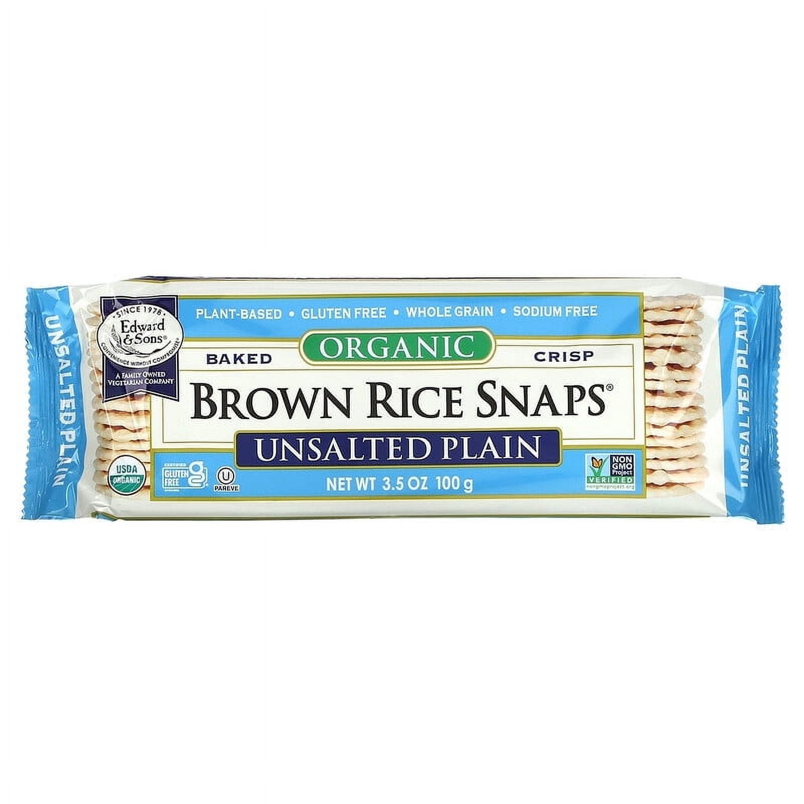 Edward & Sons, Organic Brown Rice Snaps, Unsalted Plain, 3.5 oz ...