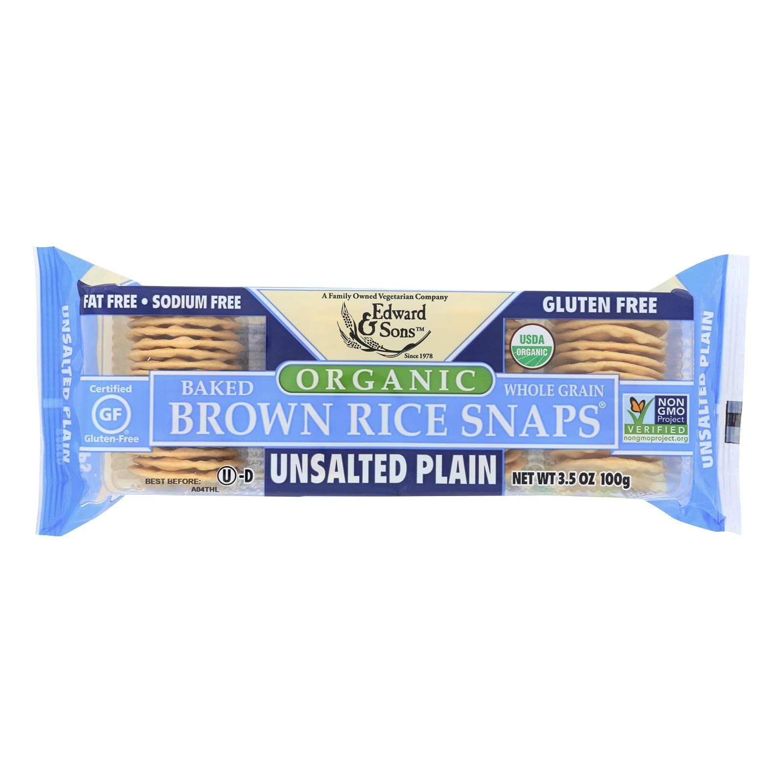 Edward & Sons Plain Unsalted Brown Rice Snaps ( 12x3.5 OZ) - Walmart.com