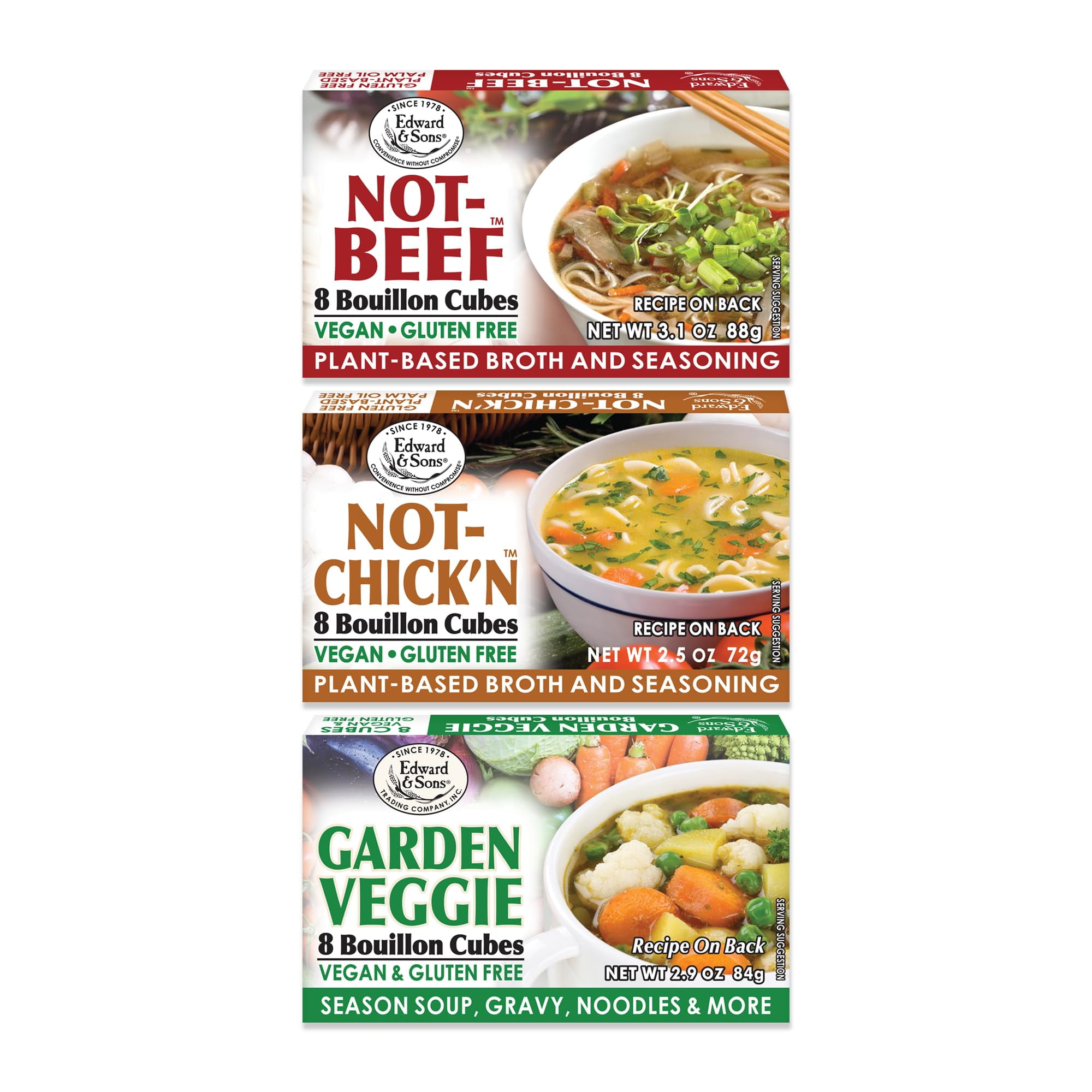 Edward & Sons Vegan ESF27 Chicken Beef Vegetable Bouillon Cubes - Vegan ...