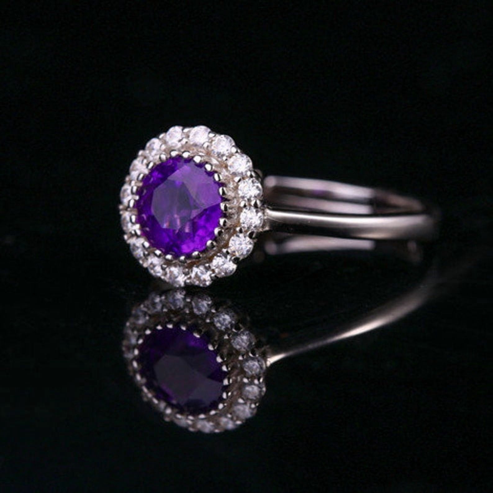Edwardian Style Amethyst Engagement Ring, 925 Silver - Walmart.com