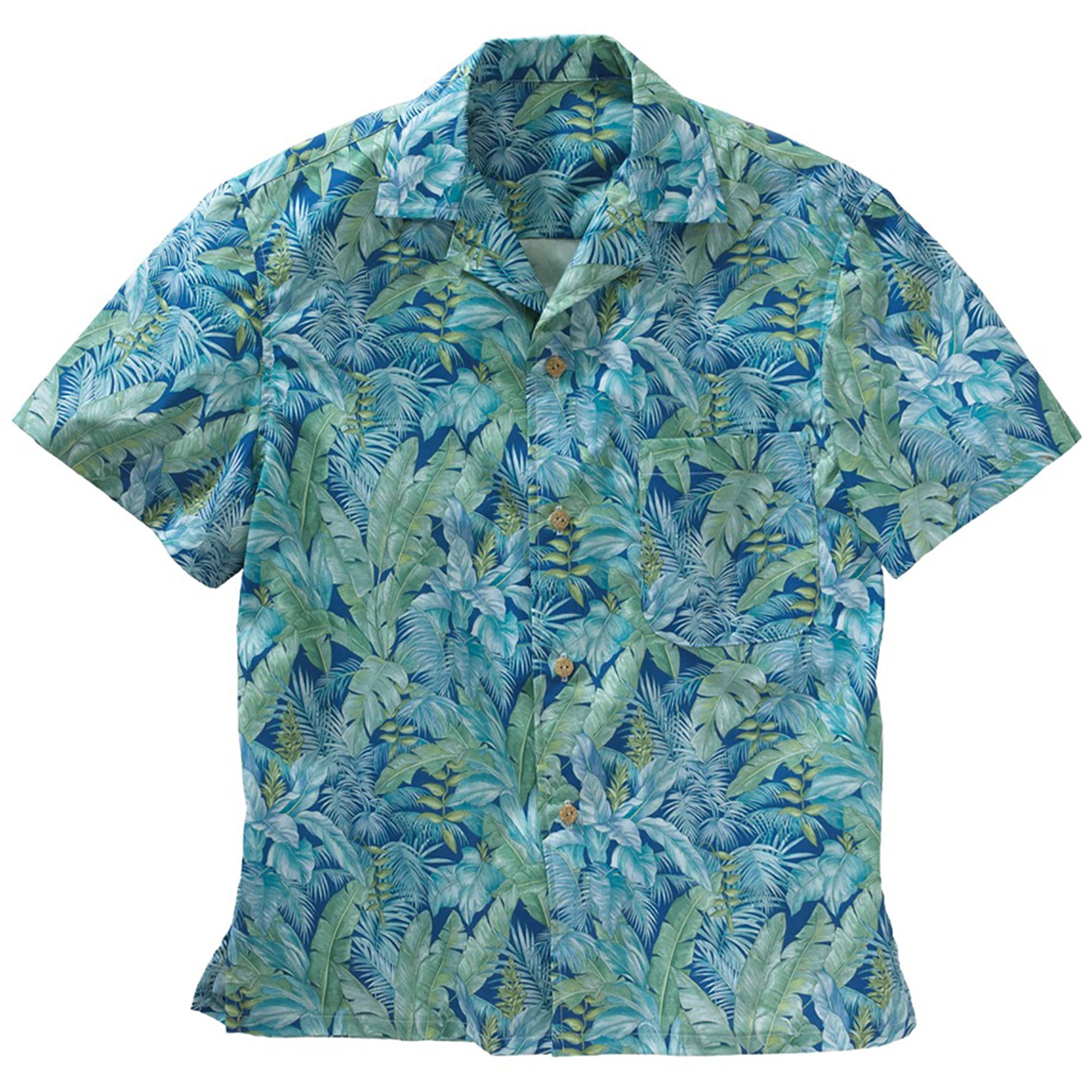 Edwards Garment Button Down Tropical Leaf Print Camp Shirt, Style 1032 ...