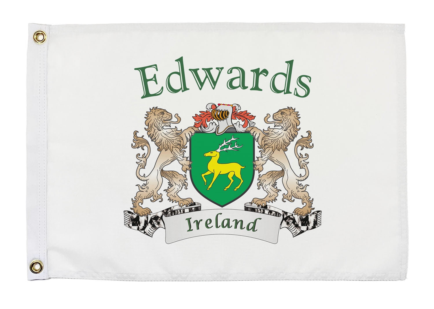Edwards Irish Coat of Arms Small White Flag - 16"x10.5" inches ...