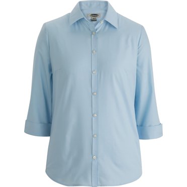 Edwards Ladies' Lightweight Open Neck Poplin Blouse - 3/4 Sleeve - Walmart.com