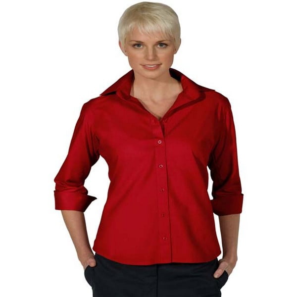 Women's Open Neck 3/4 Sleeve Poplin Shirt 5040 - Walmart.com