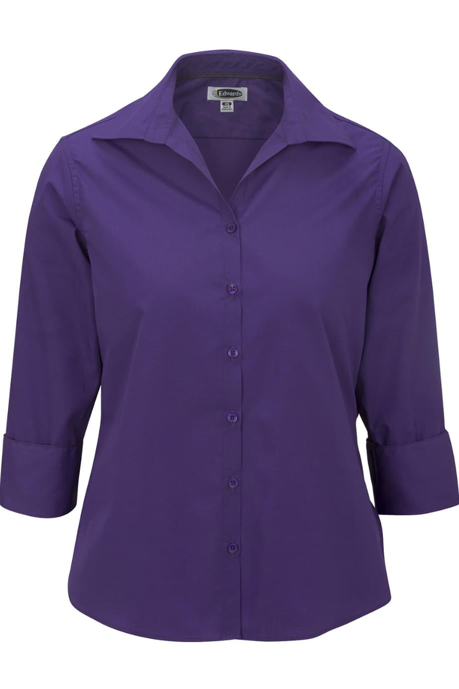 Edwards Ladies' Lightweight Open Neck Poplin Blouse - 3/4 Sleeve ...