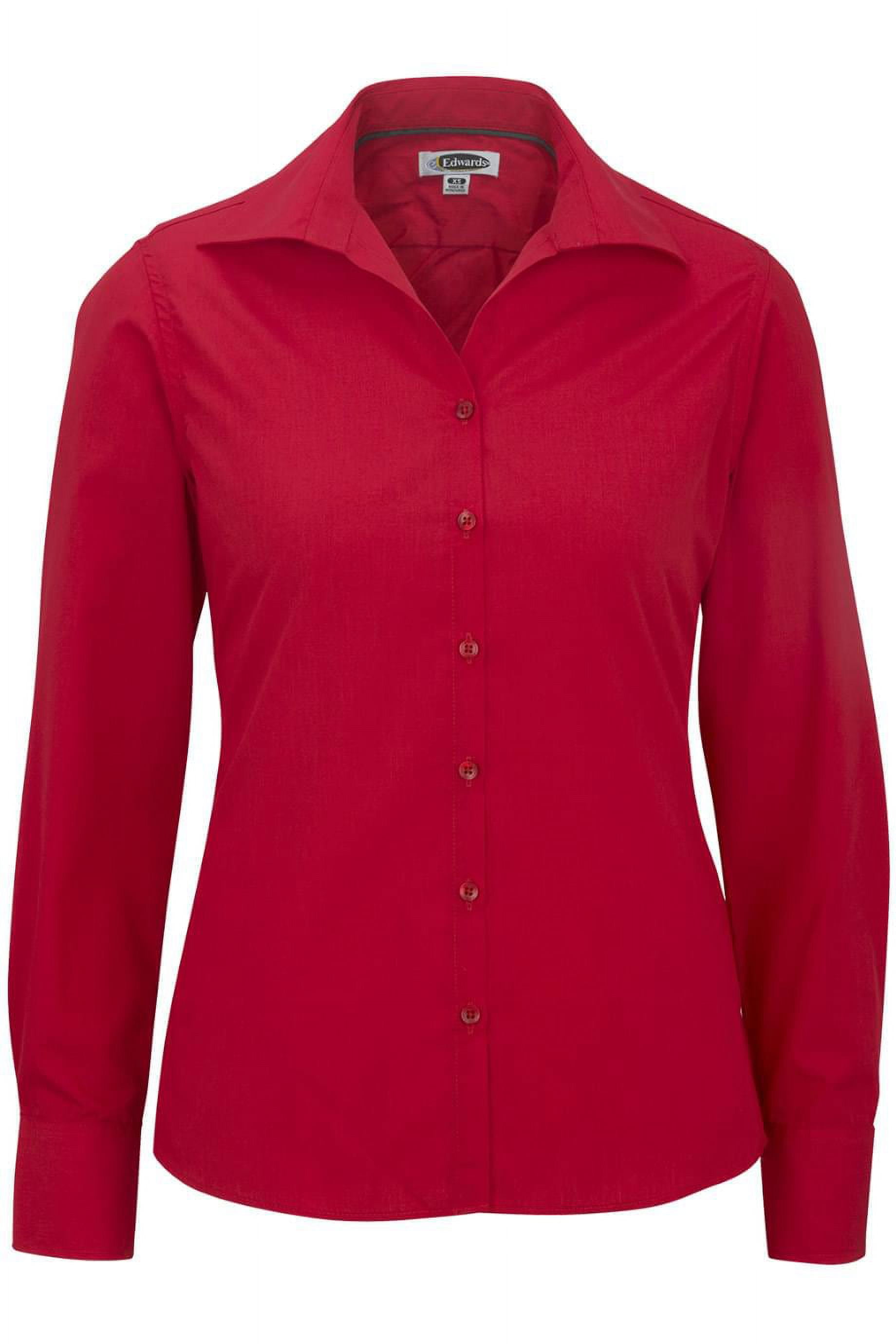 Edwards Ladies' Lightweight Open Neck Poplin Blouse-Long Sleeve ...