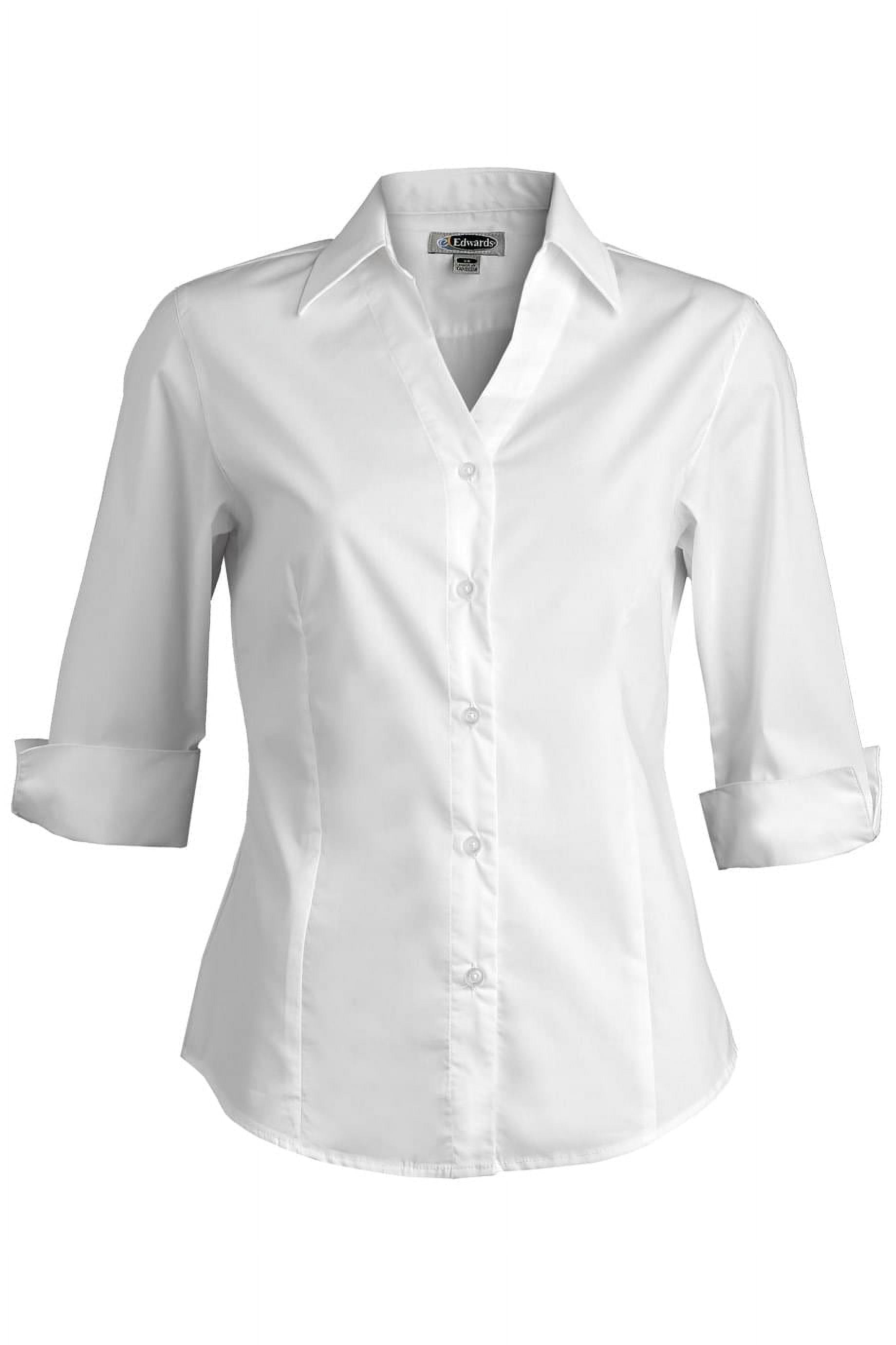 Edwards Ladies' Tailored V-Neck Stretch Blouse-3/4 Sleeve - Walmart.com