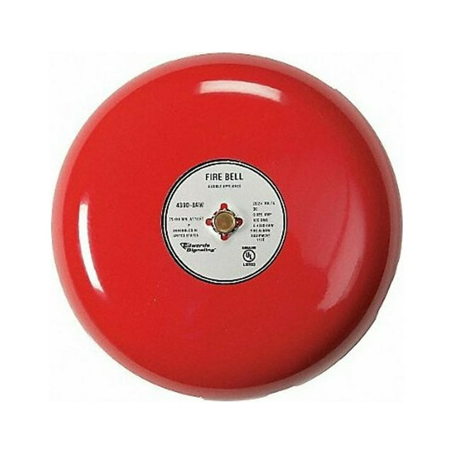 Edwards Signaling Fire Bell,Red,8 In.,20 to 24V 439D-8AW-R - Walmart.com