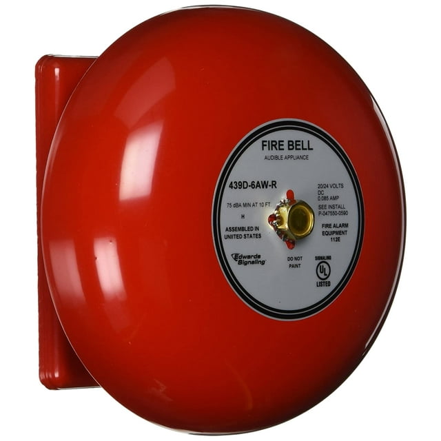 Edwards Signaling Fire Bell,Red,H 3 11/32 x L 6 x W 6 In 439D-6AW-R ...