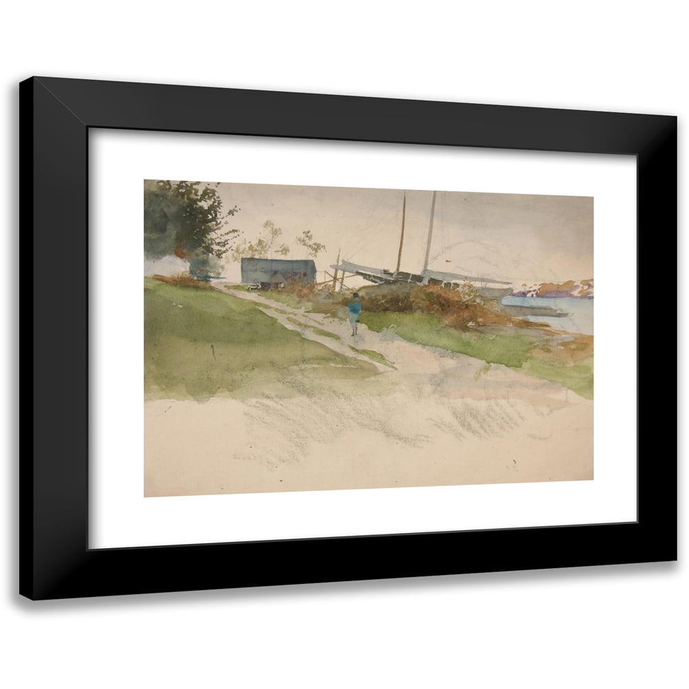 Edwin Austin Abbey 24x18 Black Modern Framed Museum Art Print Titled - Landscape with Figure ...