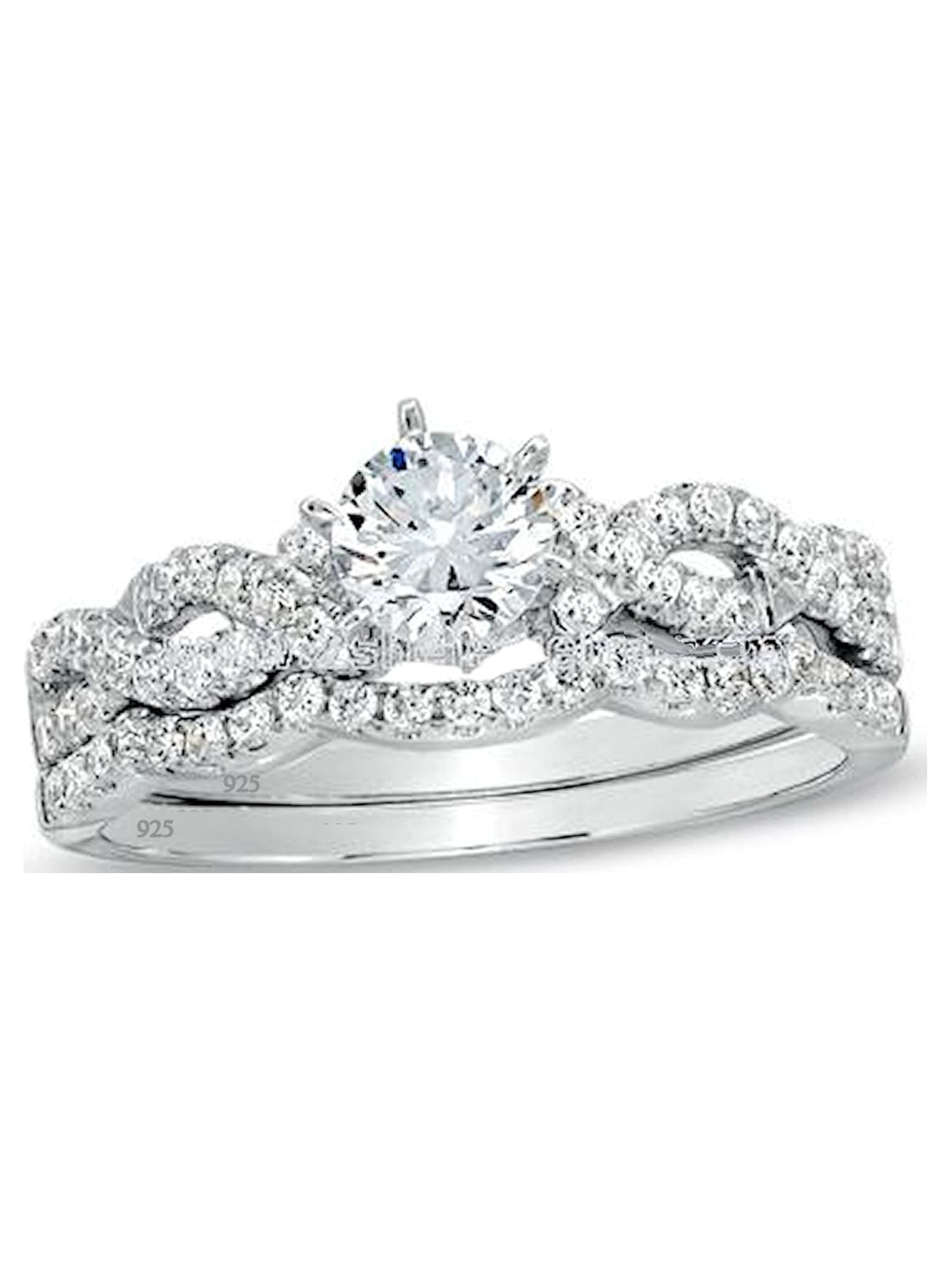 Edwin Earls Women's CZ Two Piece Infinity Style Wedding Engagement Ring ...