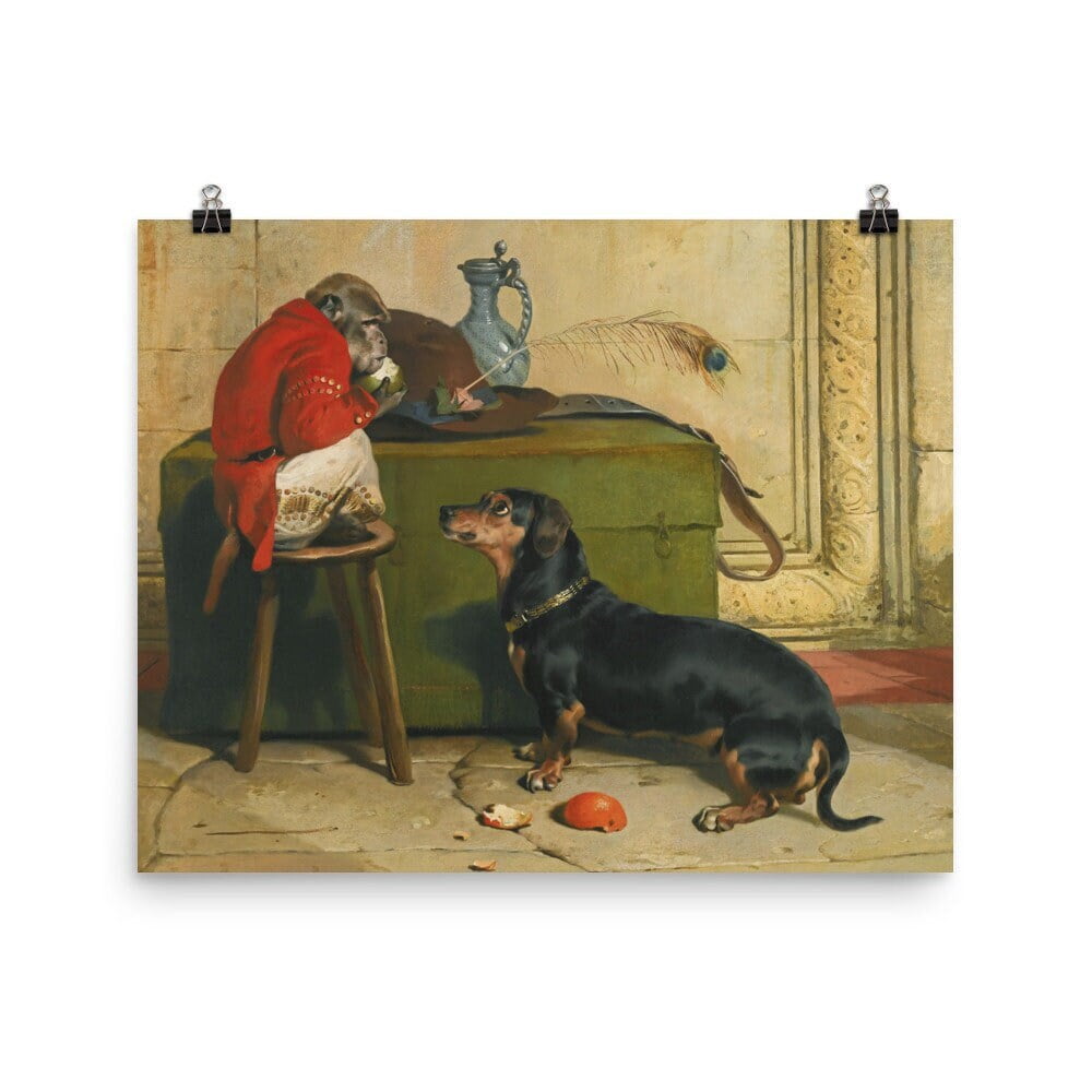Edwin Henry Landseer | 1874 Dog and Monkey Victorian Print,Painting Art ...