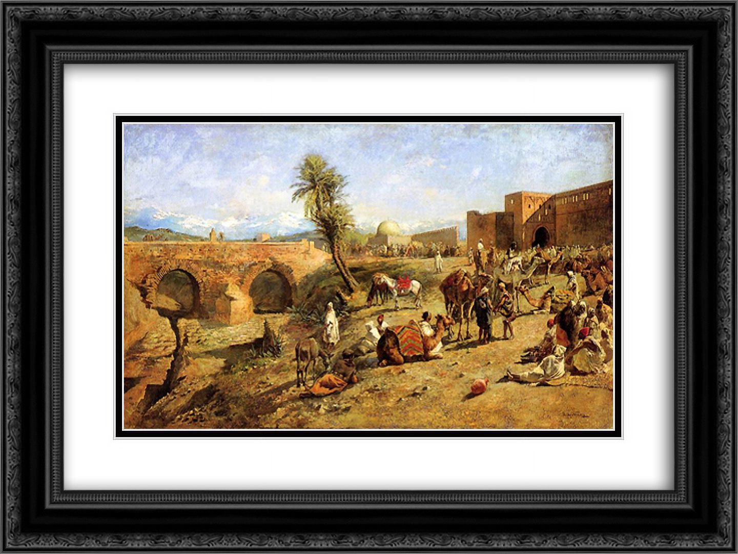 Edwin Lord Weeks 2x Matted 24x18 Black Ornate Framed Art Print 'Arrival ...