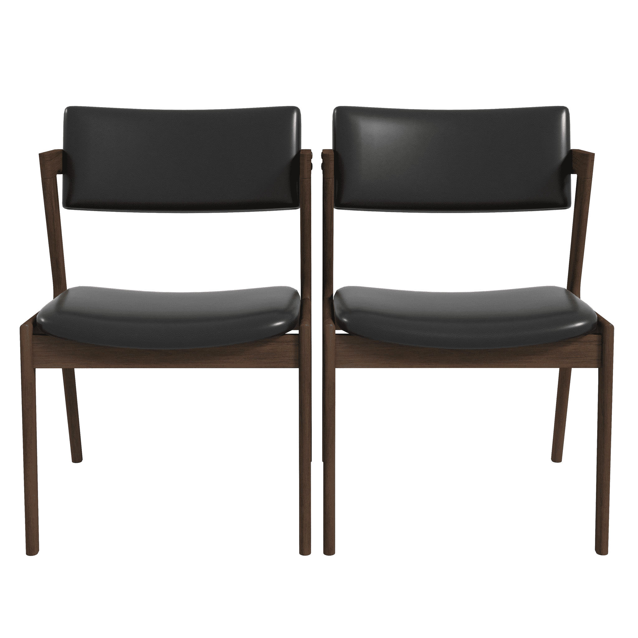 Edwin Mid Century Modern Black Vegan Leather Dining Chair (Set Of 2),Black,Brown Pu Leather ...