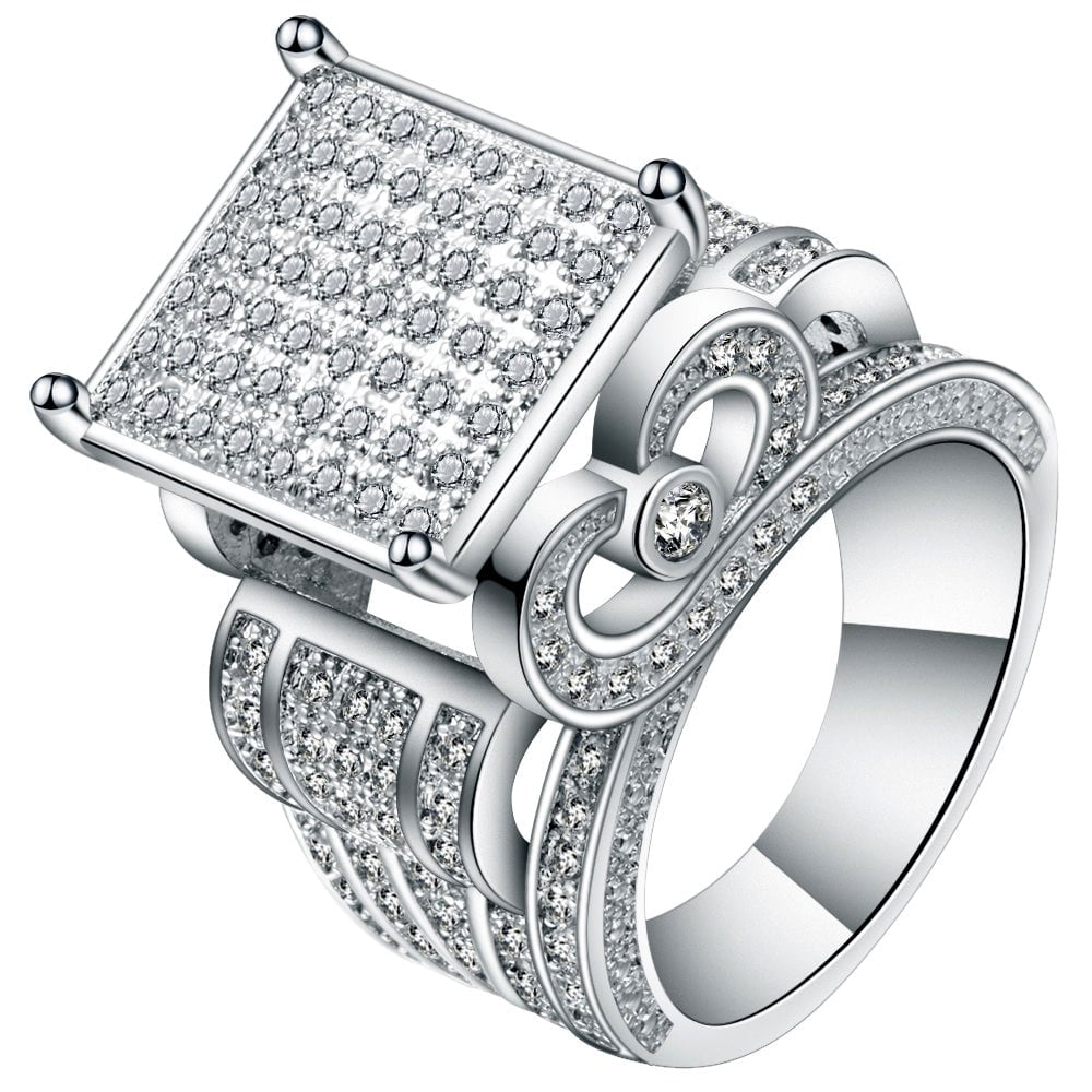Edwina Engagement Ring Square Micro Pave Exaggerated Women Ginger Lyne ...