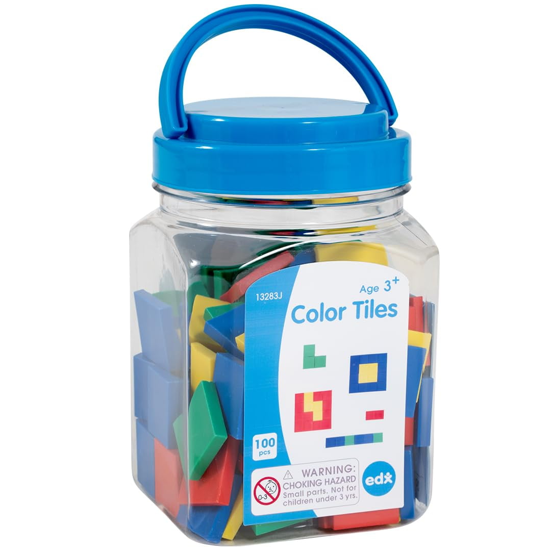 Edx Education - 13283 MMF7 Color Tiles - Mini Jar - Colorful, Plastic ...