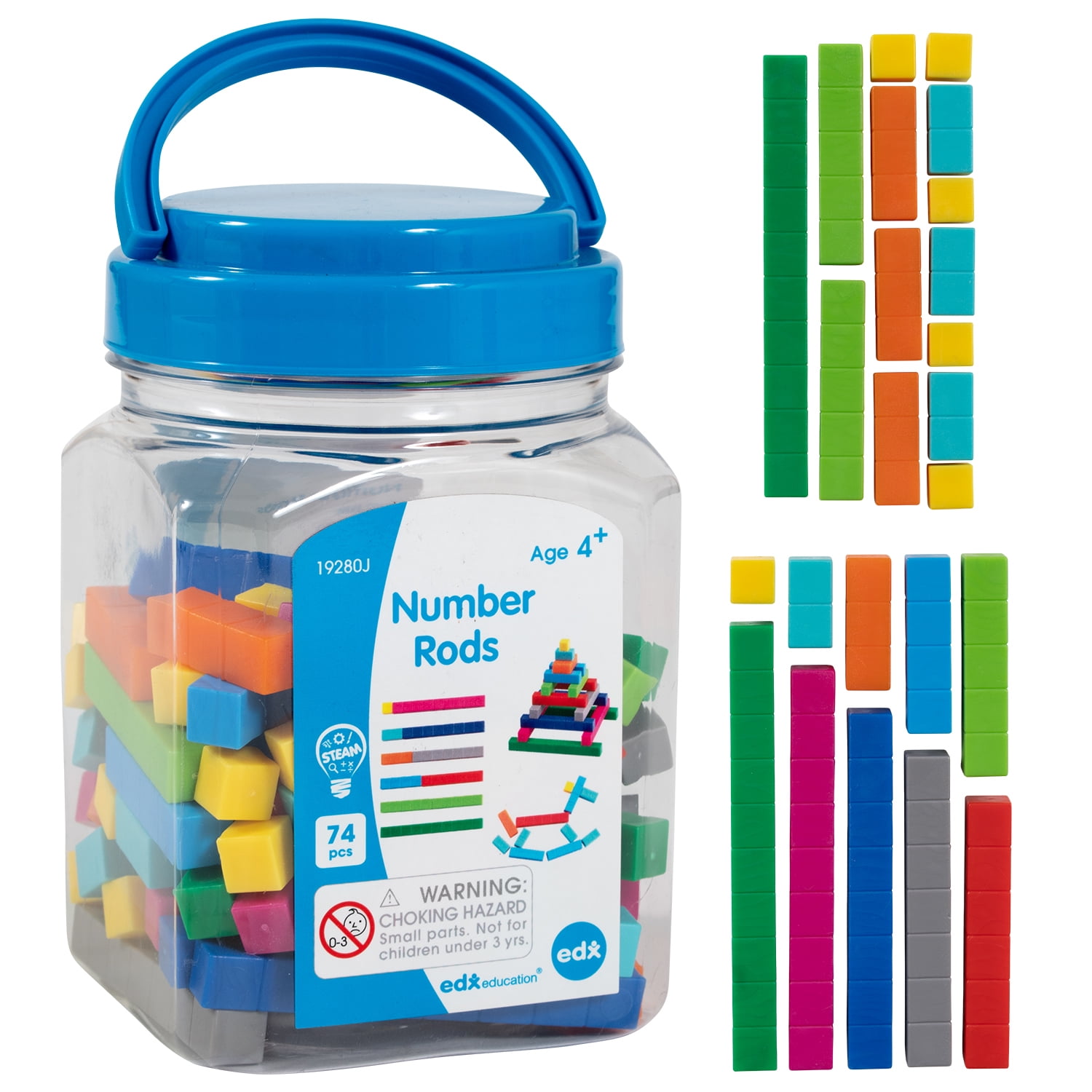 Edx Education Number Rods, Mini Jar, Set of 74 - Walmart.com