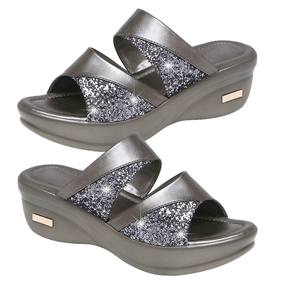 Eease 1 Pair Mouth Wedge Sandals Backless Platform Thicken Wedge ...