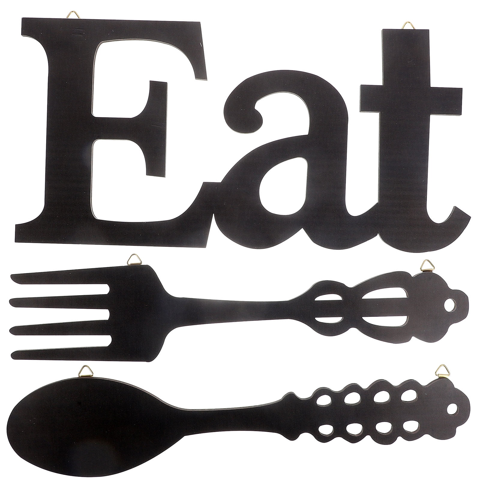 Eease 1 Set EAT Sign Fork and Spoon Wall Decor Rustic Wood Eat Theme ...