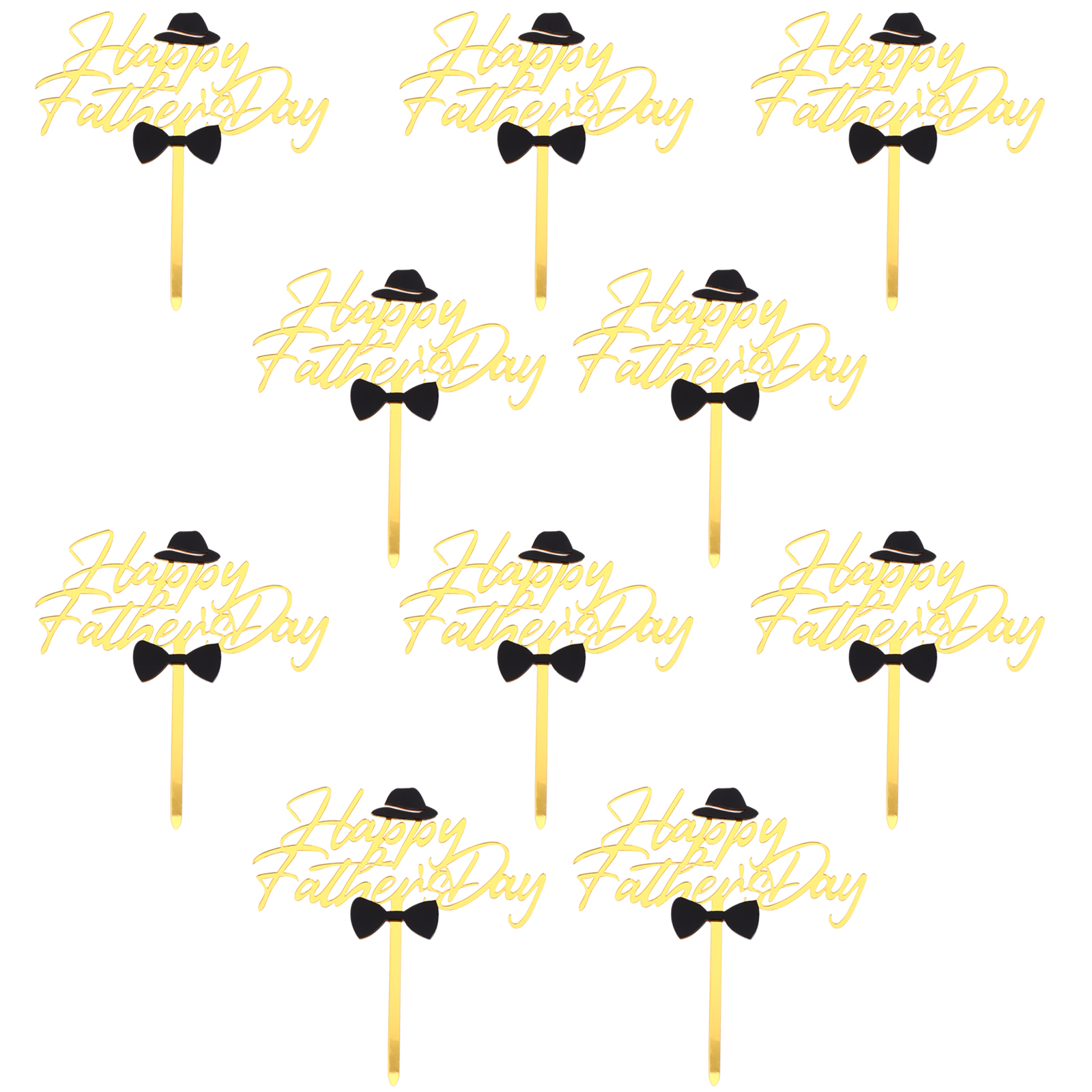 Golden Acrylic Cake Picks for Father's Day Decorations 10pcs Total Size ...