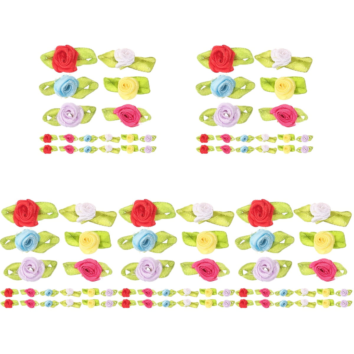 Eease 1000 pcs Small Ribbon Roses Multicolor Fabric Roses for Wedding ...