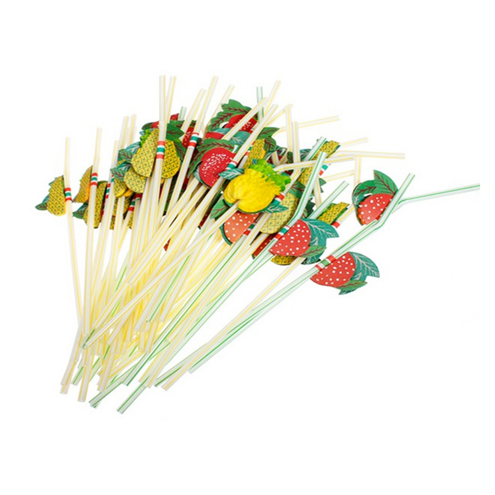 Eease 100Pcs Disposable Fruit Drinking Pull Straw Party Straw Plastic ...