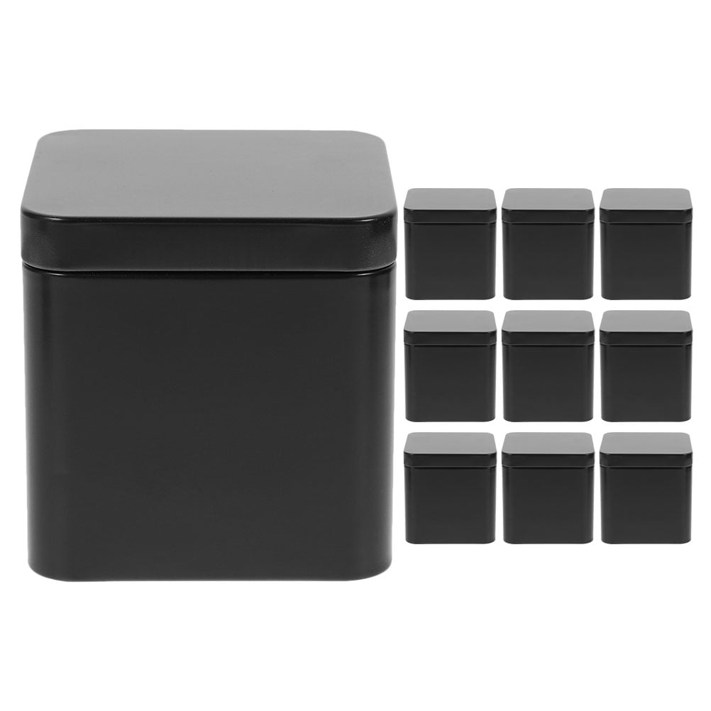 Eease 10Pcs Square Black Metal Tea Tins with Lid for Storage - Walmart.com