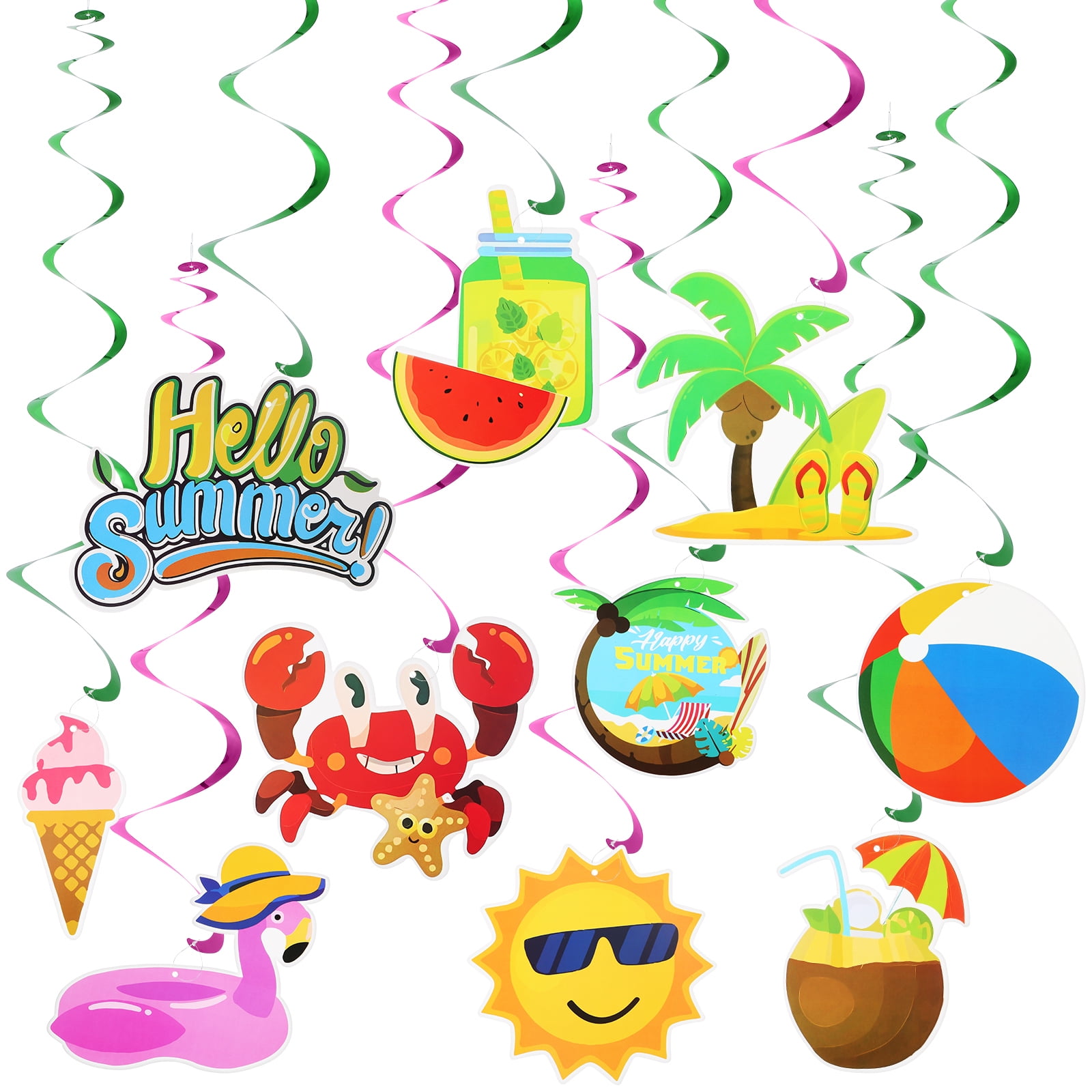 Eease 10Pcs Summer Pool Beach Hanging Swirls Streams Banner Decorations ...