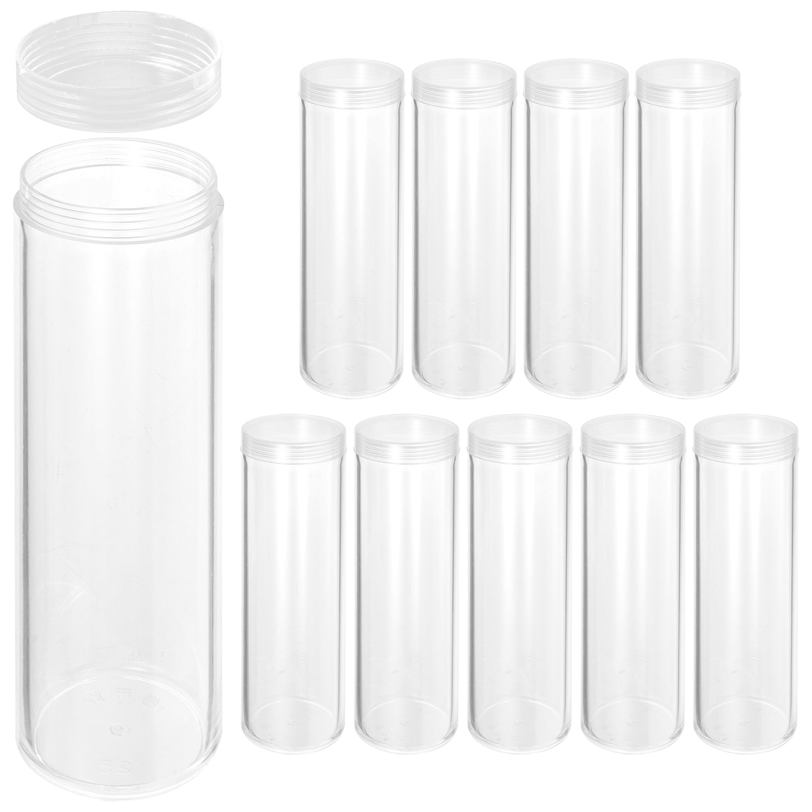 Eease 10pcs Clear Plastic Storage Tubes with Screw Lid for Collection ...