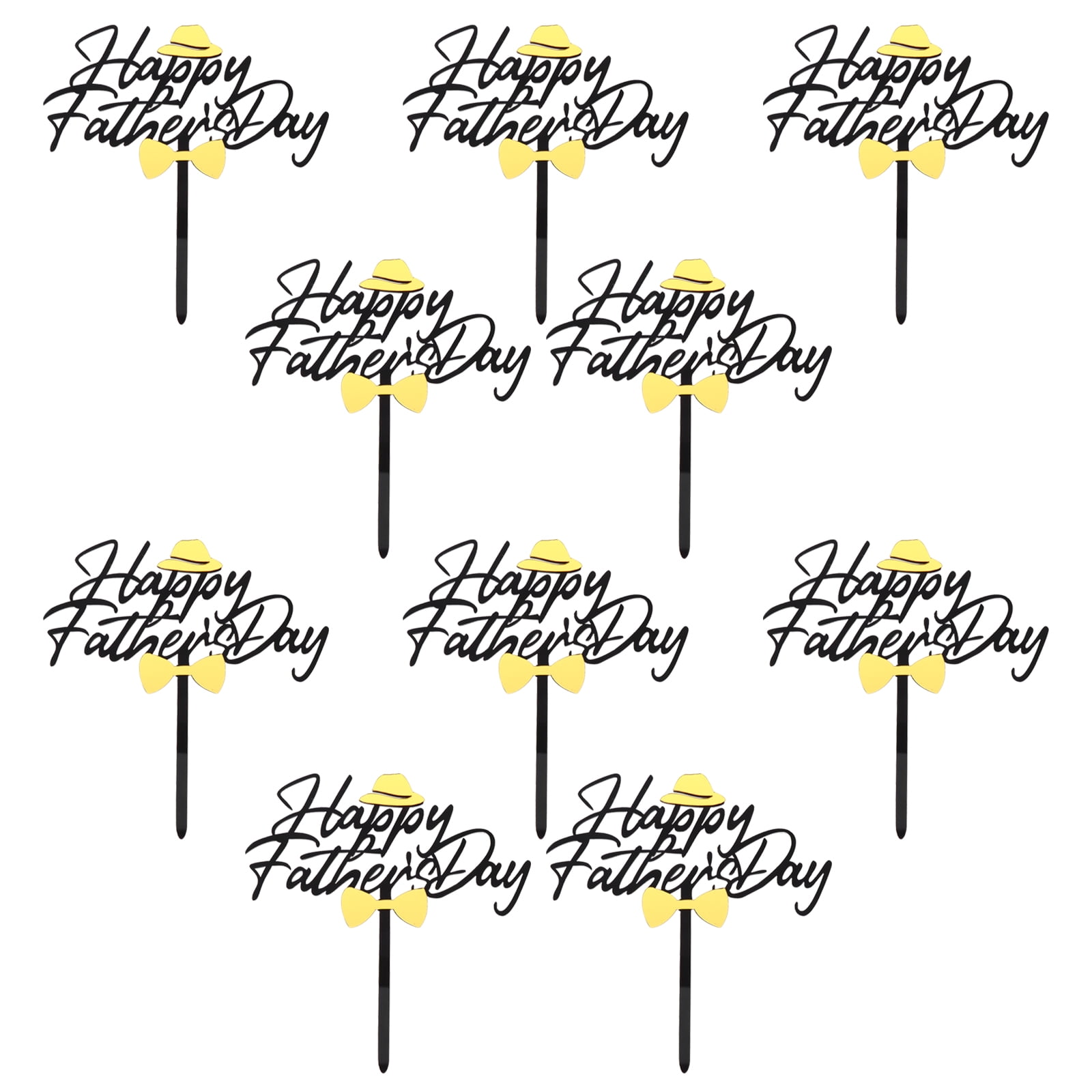Black Acrylic Cake Picks for Father's Day Decor 10pcs Total Size ...