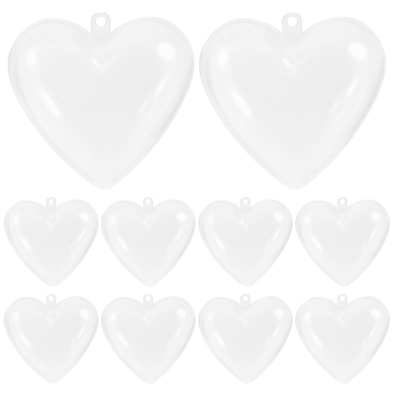 WRITWAA 10Pcs Heavy Duty Clear Plastic Heart Shape Ornaments for ...