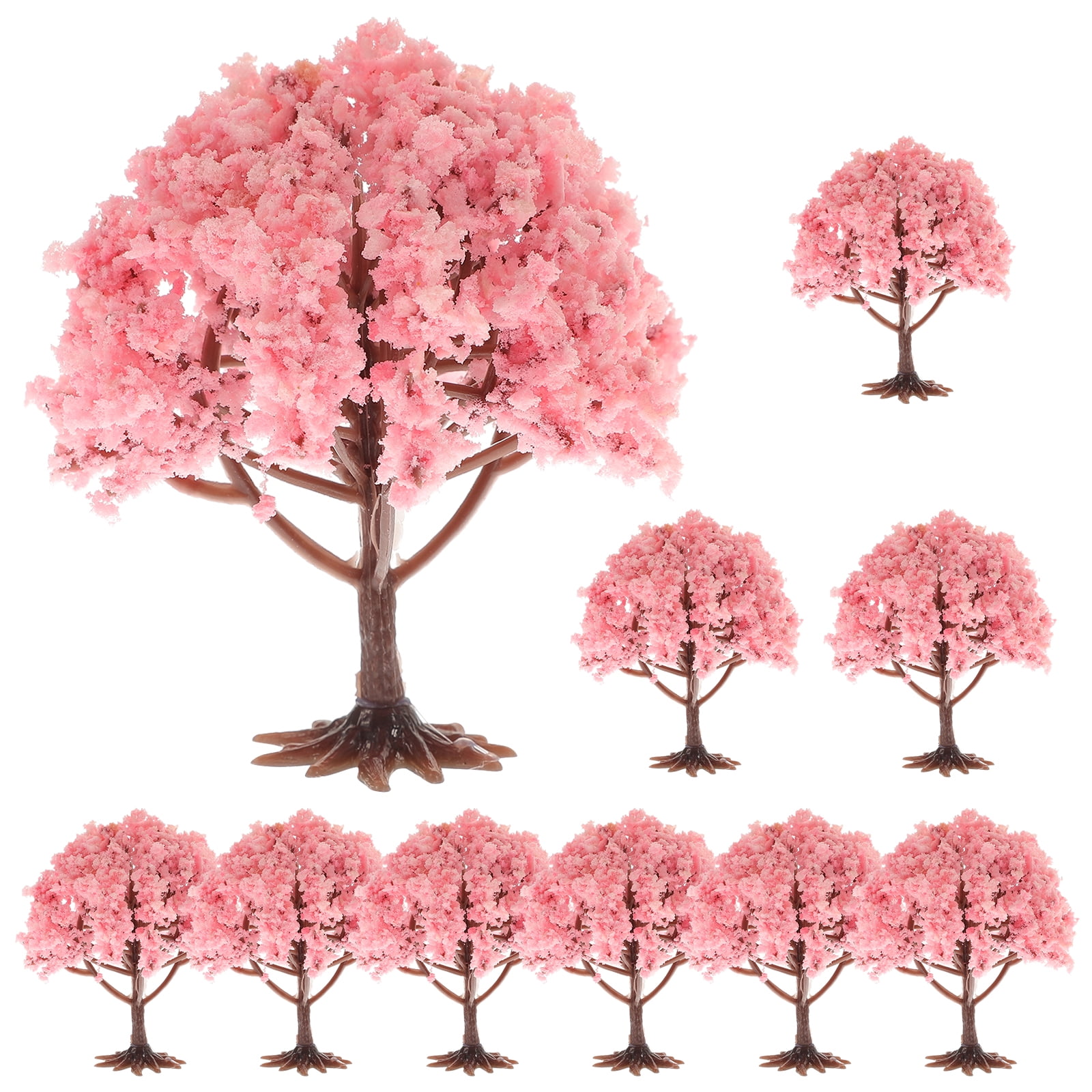 Eease 10pcs Miniature Cherry Blossom Trees for DIY Model Scenery ...