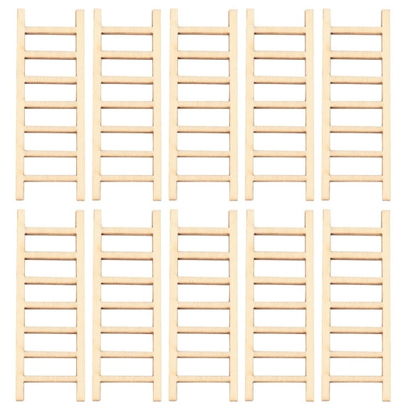 Eease 10pcs Wooden Ladder Funny Diy Craft Staircase Natural Stair Step ...
