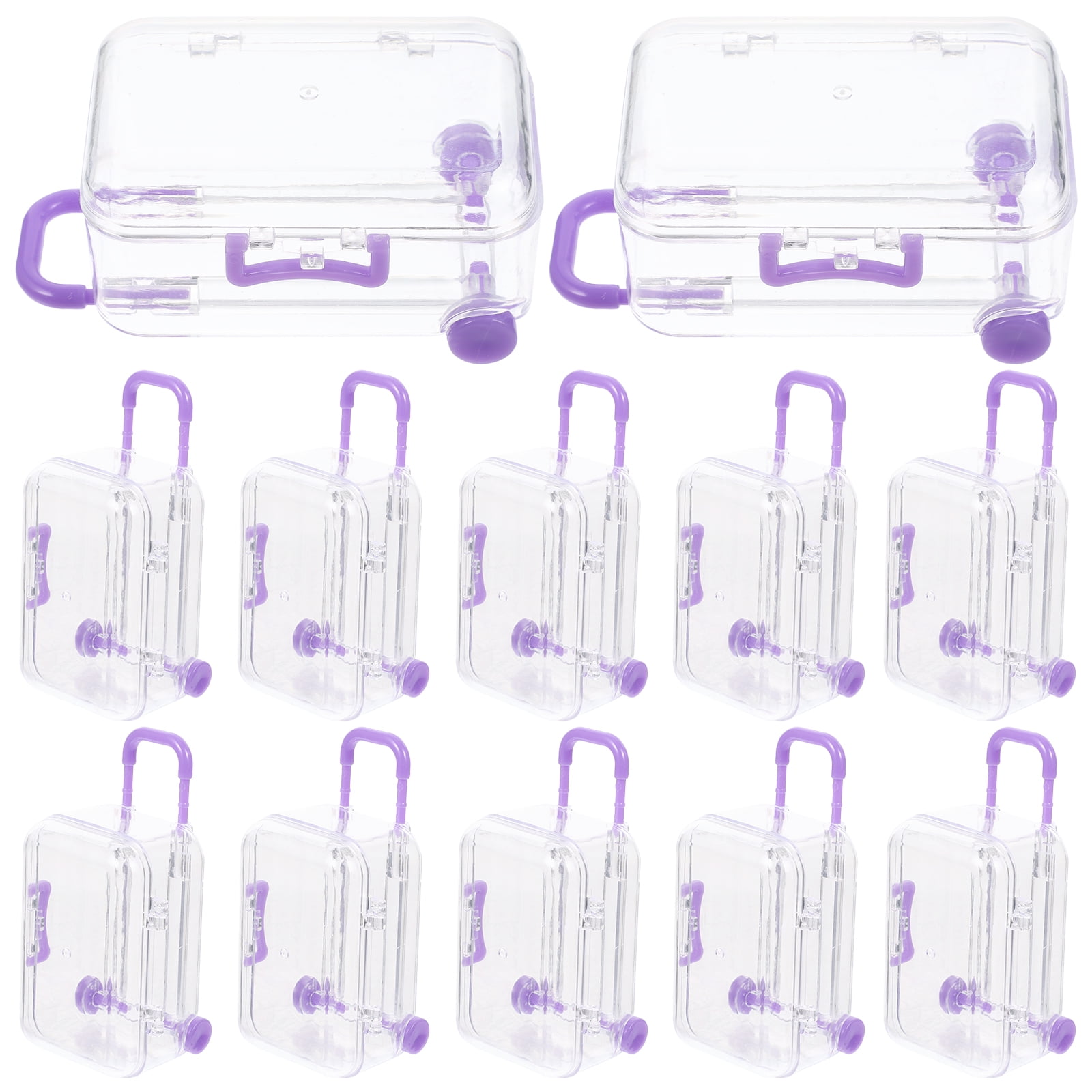 Eease 12 Mini Clear Plastic Jewelry Storage Suitcases for Wedding Party ...