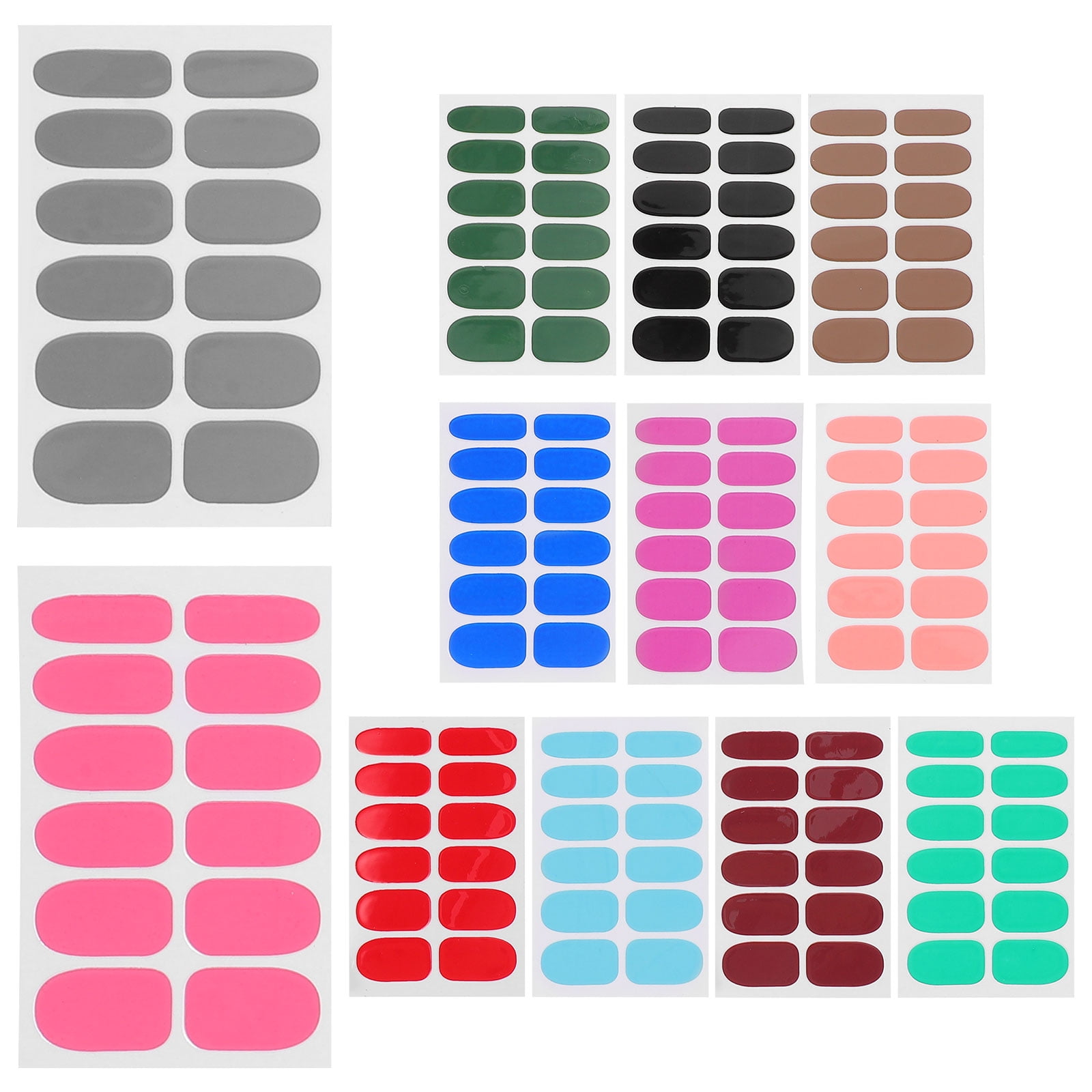 Eease 12 Solid Color Nail Wraps for Women + Nail File - Walmart.com