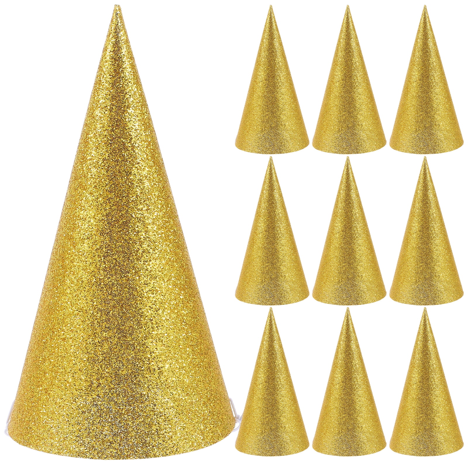 Eease 12PCS Glitter Cone Party Hats Triangle Birthday Hats for Kids and ...
